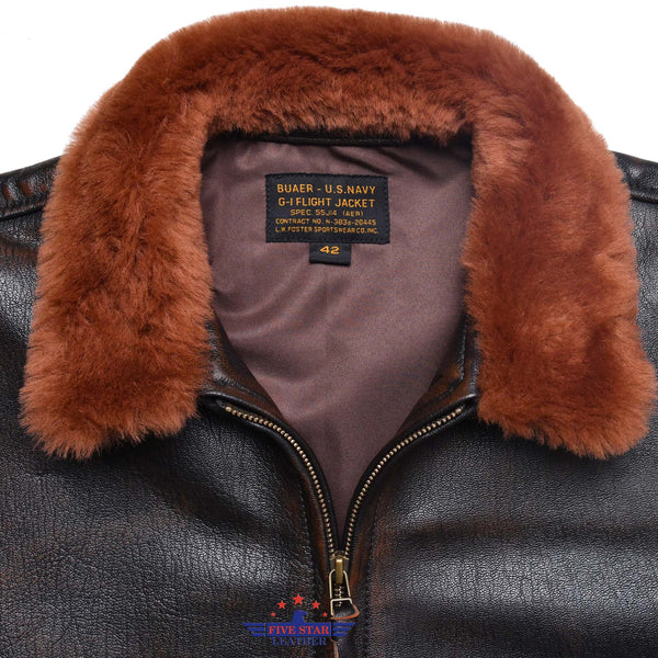 Fivestar Leather Flight G1 Bomber Naval Flying Men Jacket USN Goatskin