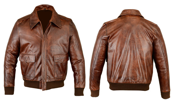 Copy of MEN'S TYPE A2 BRONCO MILITARY FLIGHT REAL GOATSKIN LEATHER JAC ...