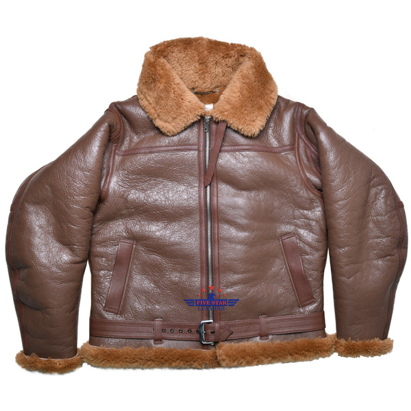 FiveStar Leather Repro R.A.F Bomber Sheepskin Flight Jacket with side ...