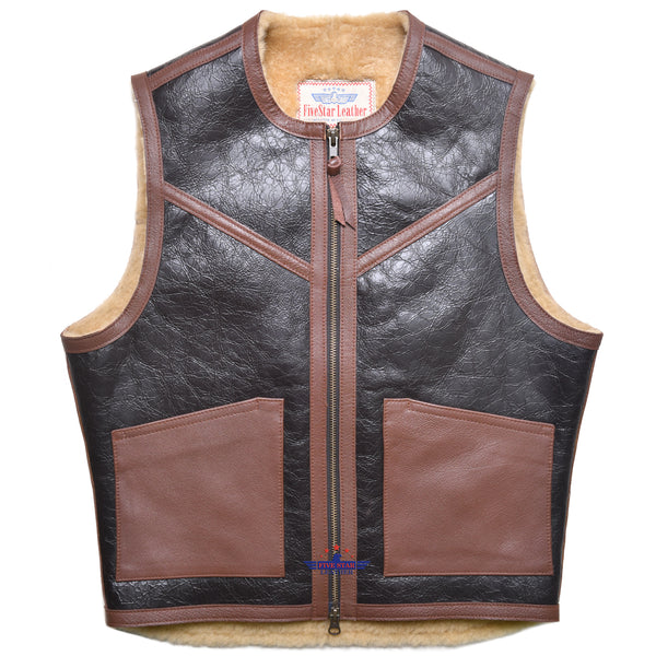 FiveStar Leather Repro Aviator Vest Seal Brown – Fivestar Leather