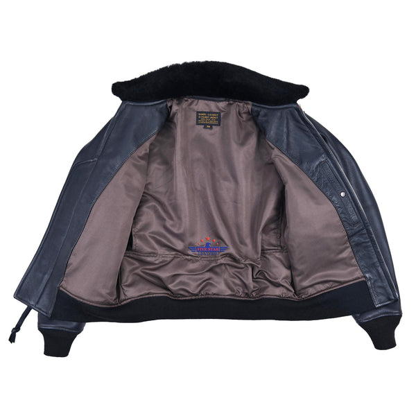 Flight G1 Bomber Naval Flying Men’s Jacket USN Goatskin Black Leather ...