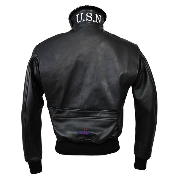Flight G1 Bomber Naval Flying Men Jacket USN Goatskin Leather Black ...