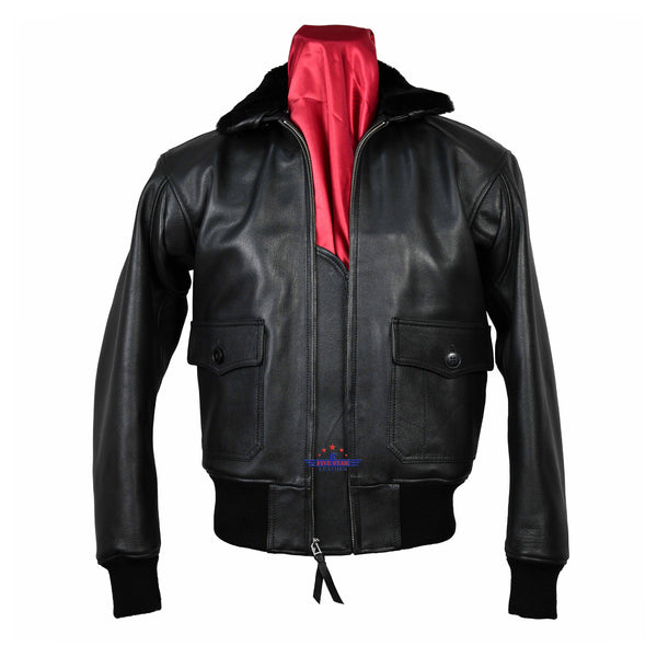 Flight G1 Bomber Naval Flying Men Jacket USN Goatskin Leather Black ...