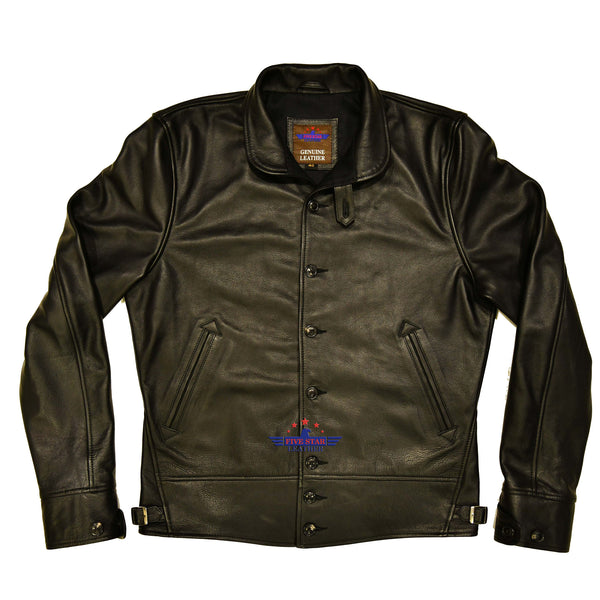 MEN'S REPRO 1930'S VINTAGE COSSACK REAL BLACK STEERHIDE LEATHER JACKET ...