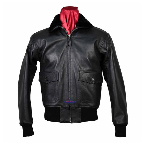 Flight G1 Bomber Naval Flying Men Jacket USN Goatskin Leather Black ...