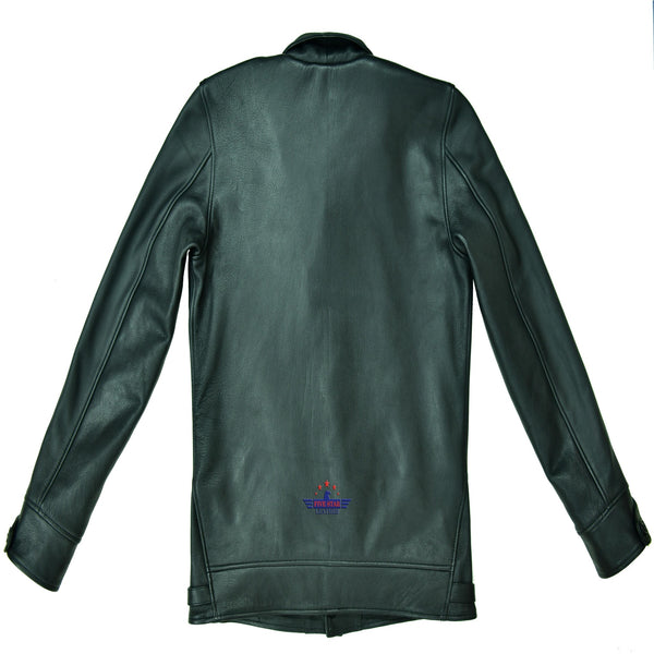 Men's Real Goatskin Brakeman Coat Jacket with Stand-Up Shawl Collar an ...