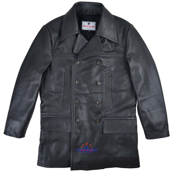 FiveStar Leather German U-Boat Seal Brown Leather Jacket with Anchor B ...