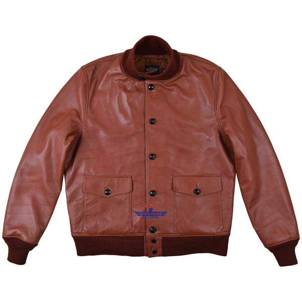 Men Russet Brown Capeskin Leather Air Force A-1 Jacket Pilot Flying Av – Fivestar Leather