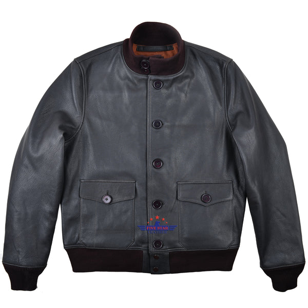 Men Real Goat Seal Brown thick Leather Air Force A-1 Jacket Pilot Flyi ...
